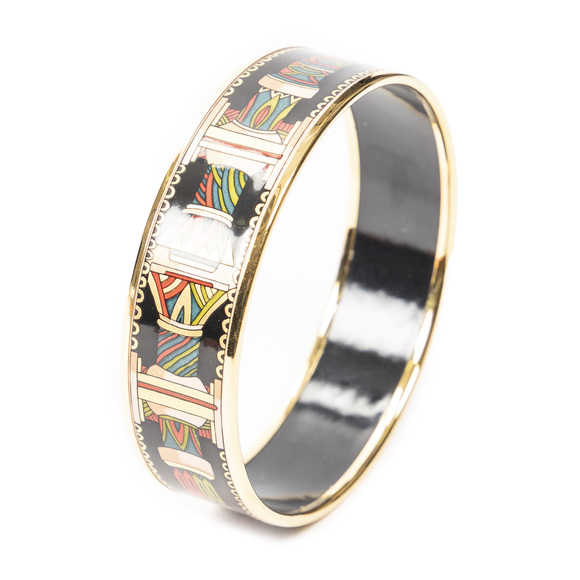 Hermes | Jewelry | Hermes Enamel Bangle Mm In Blackredbluegreen Pillars ...